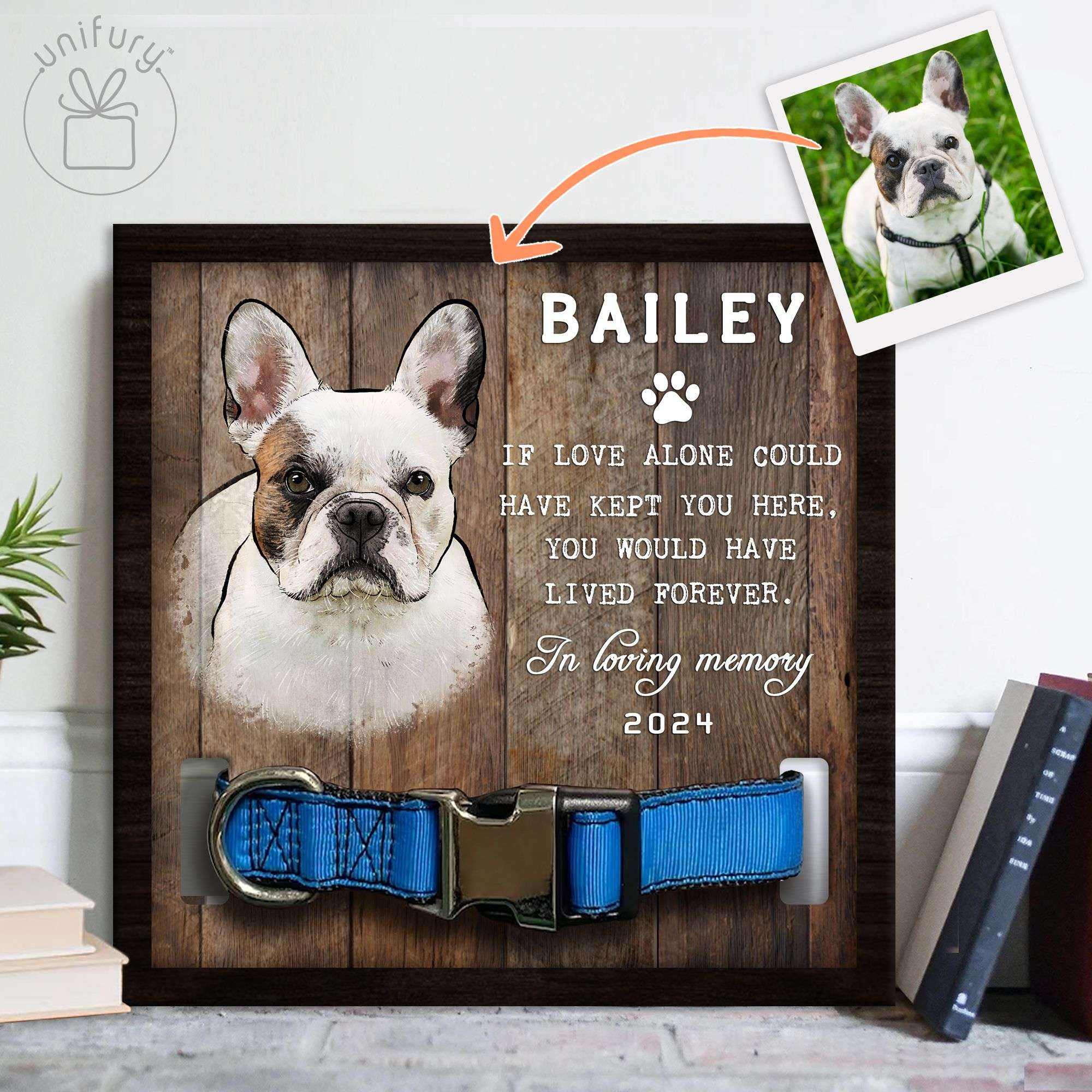 Personalized Pet Portrait Memorial Pet Collar Frame - Unifury